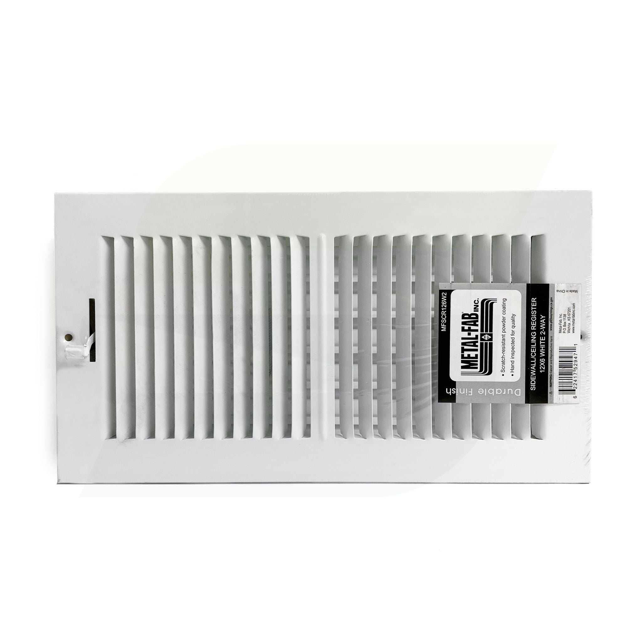 12" X 6" 2-Way Register - White | Metal-Fab MFSCR126W2 – SupplyStop.com