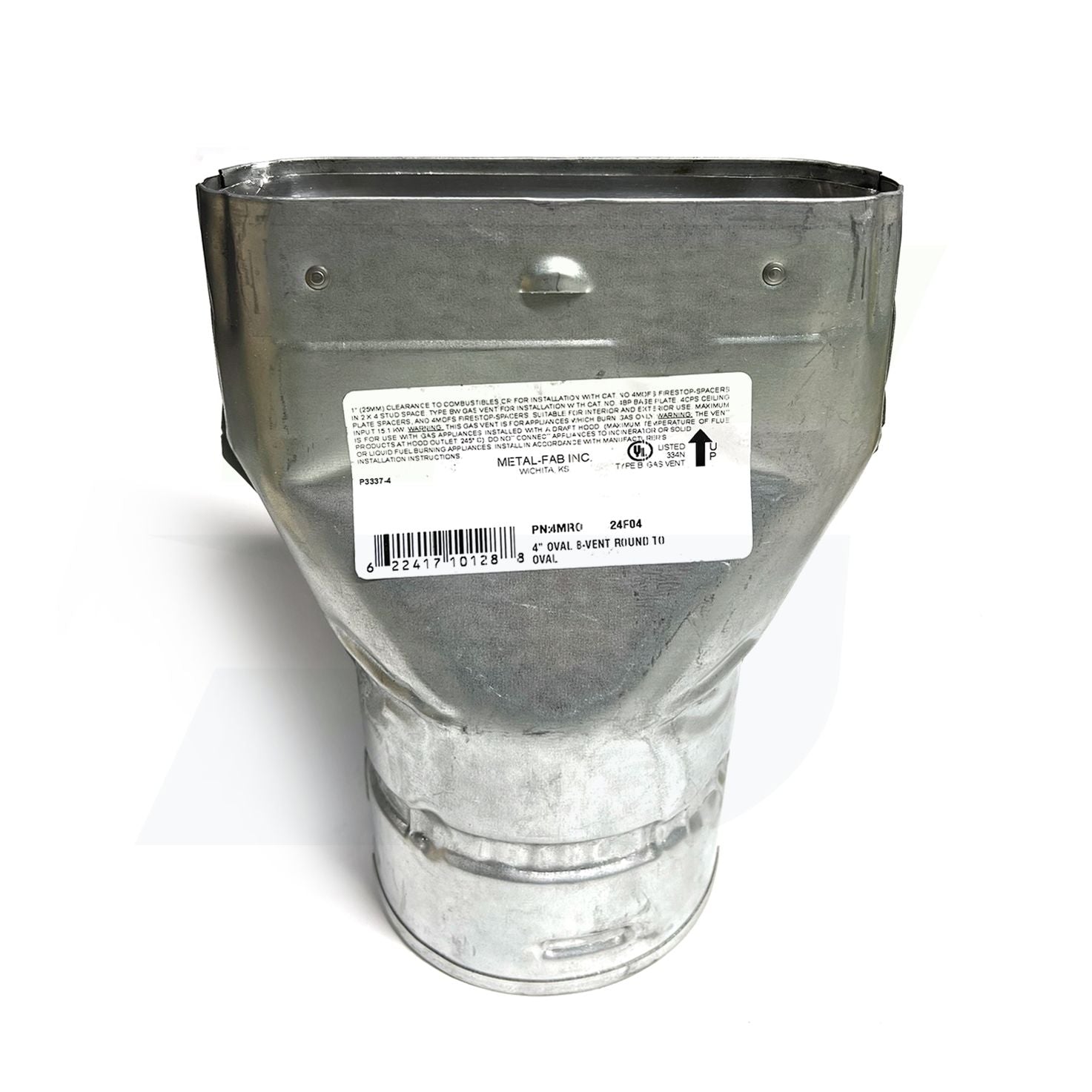 4" Round to Oval Adapter Type-B Gas Vent | Metal-Fab 4MRO – SupplyStop.com