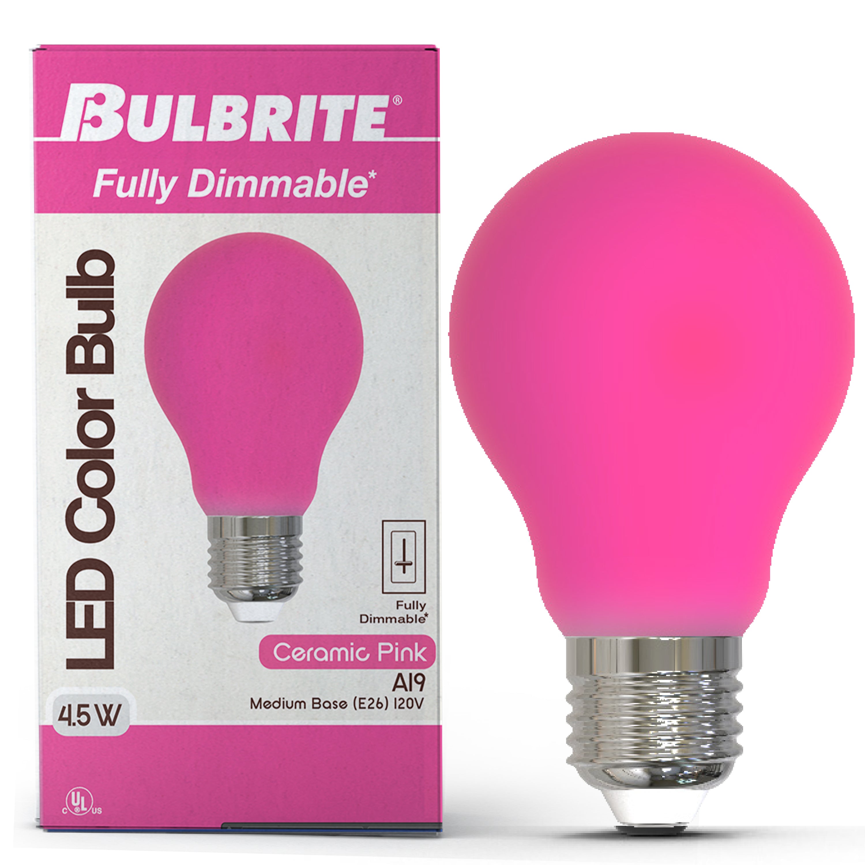 776110 - Filaments Dimmable Ceramic Pink A19 LED Light Bulb - 4.5 Watt ...