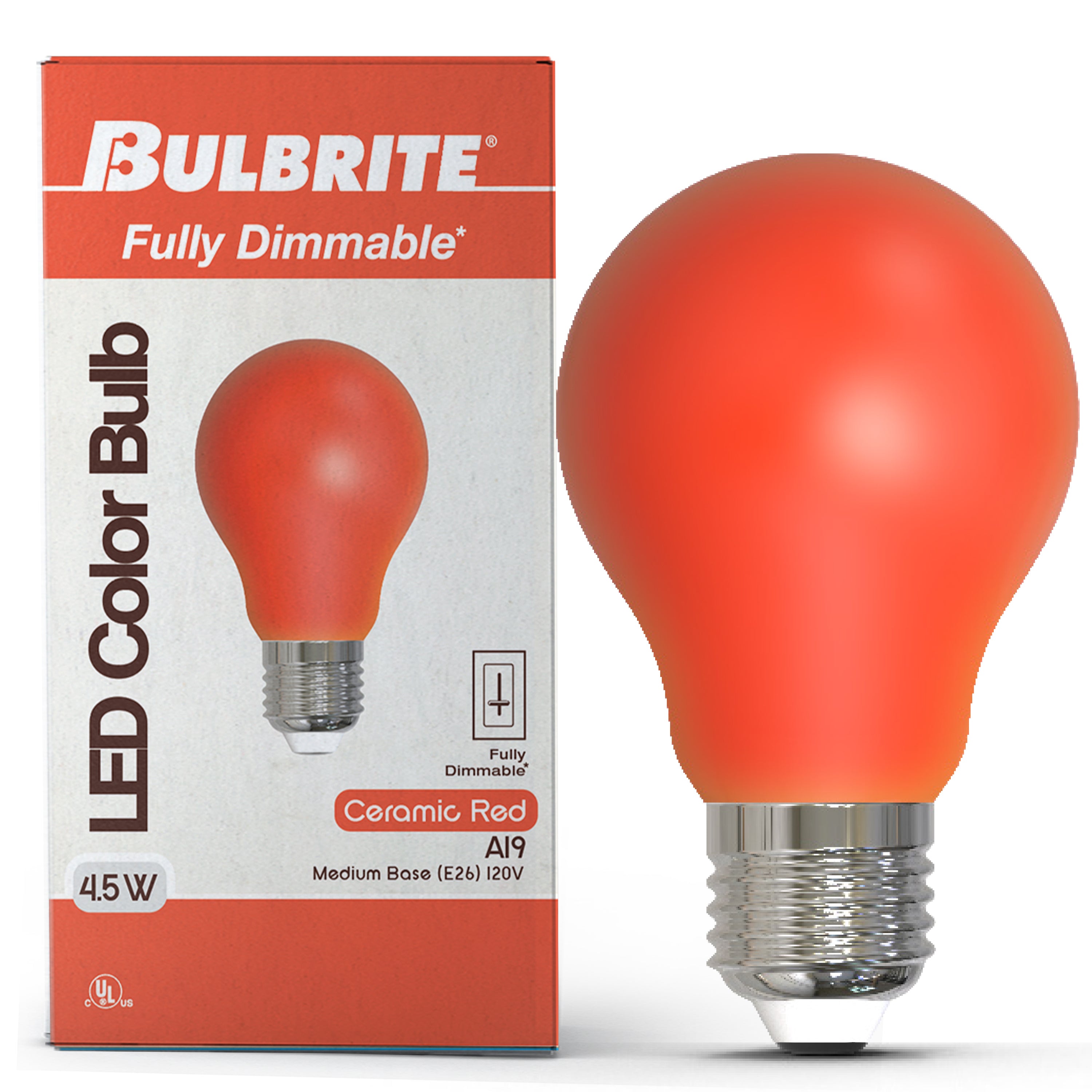 776105 - Filaments Dimmable Ceramic Red A19 LED Light Bulb - 4.5 Watt ...