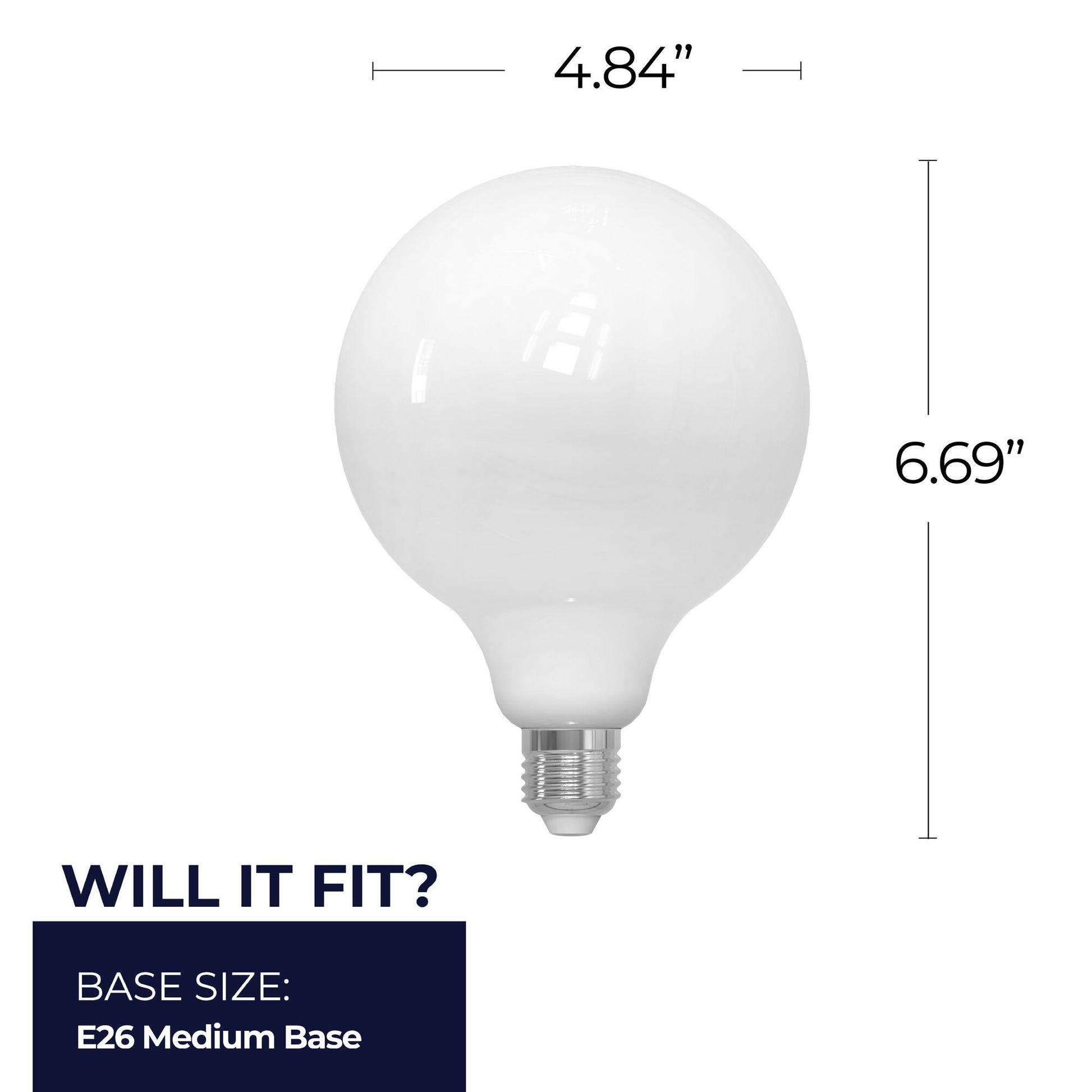 776982 - Filaments Dimmable G40 Milky Glass Medium Base - 8.5 Watt - 4 ...