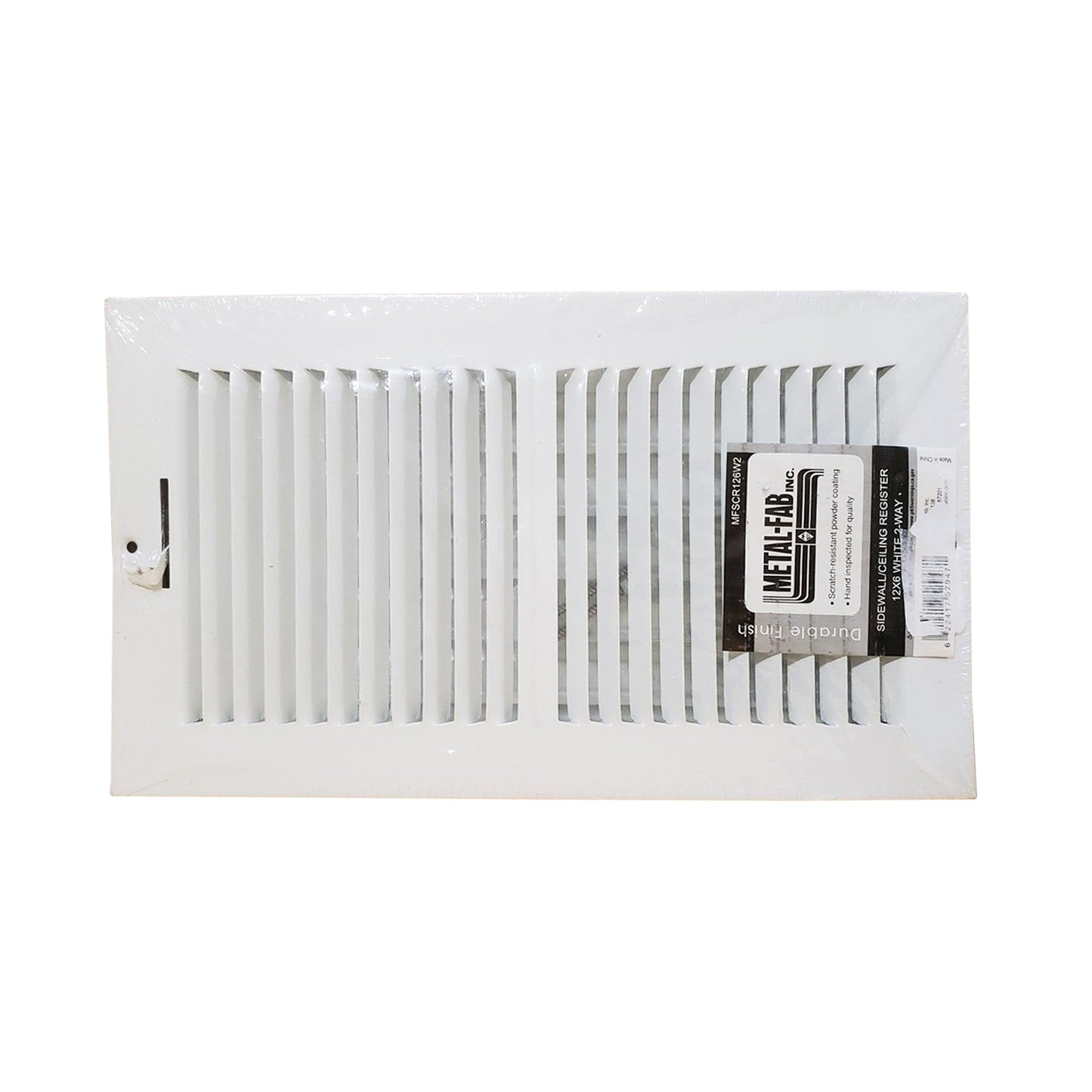 12" X 6" 2-Way Register - White | Metal-Fab MFSCR126W2 – SupplyStop.com