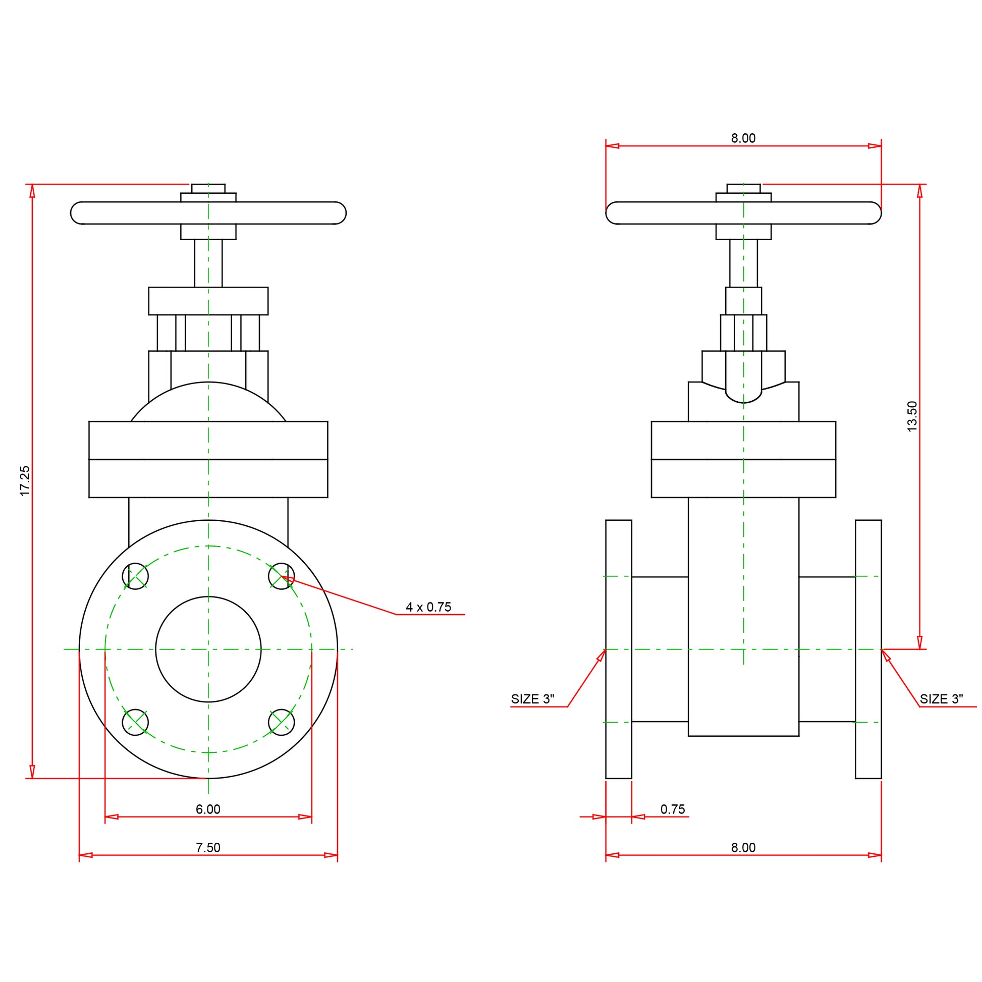 Nibco NHAC00F - Flanged Cast Iron Gate Valve - Handwheel - 3 ...