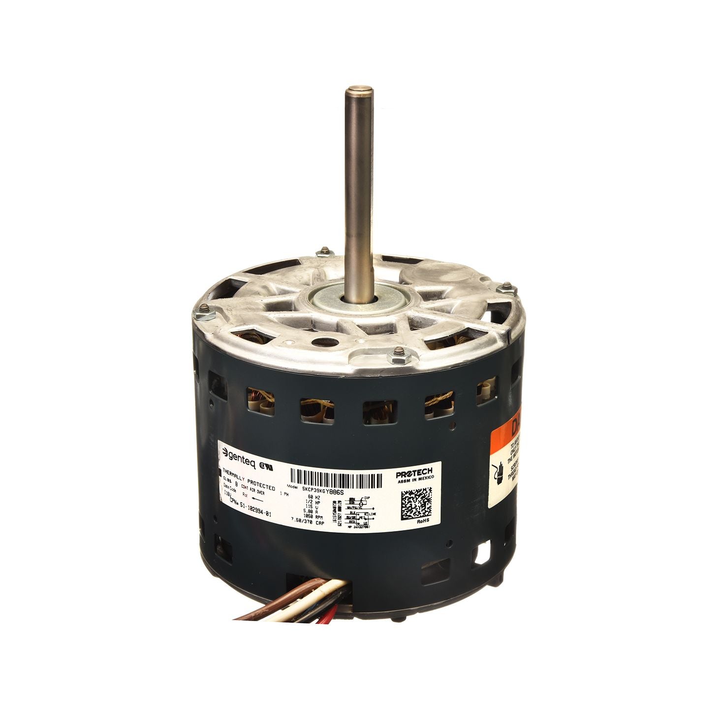 51-102994-01 - 1/2 HP Blower Motor - 1 Phase - 1 Speed - 1075 RPM - 12 ...