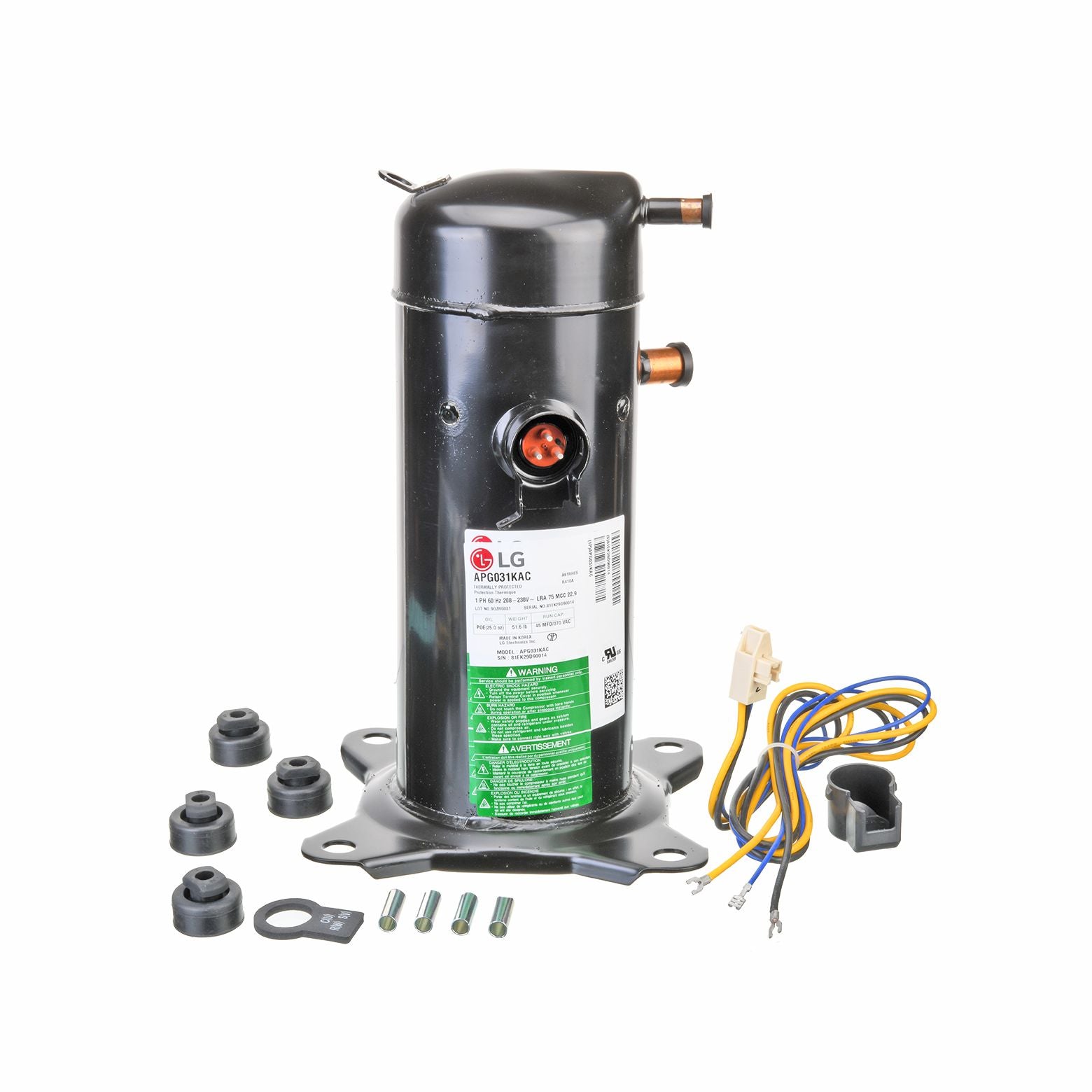 55-107225-02 - Copeland Scroll Compressor - 30,800 BTU - 1 Phase - R41 ...