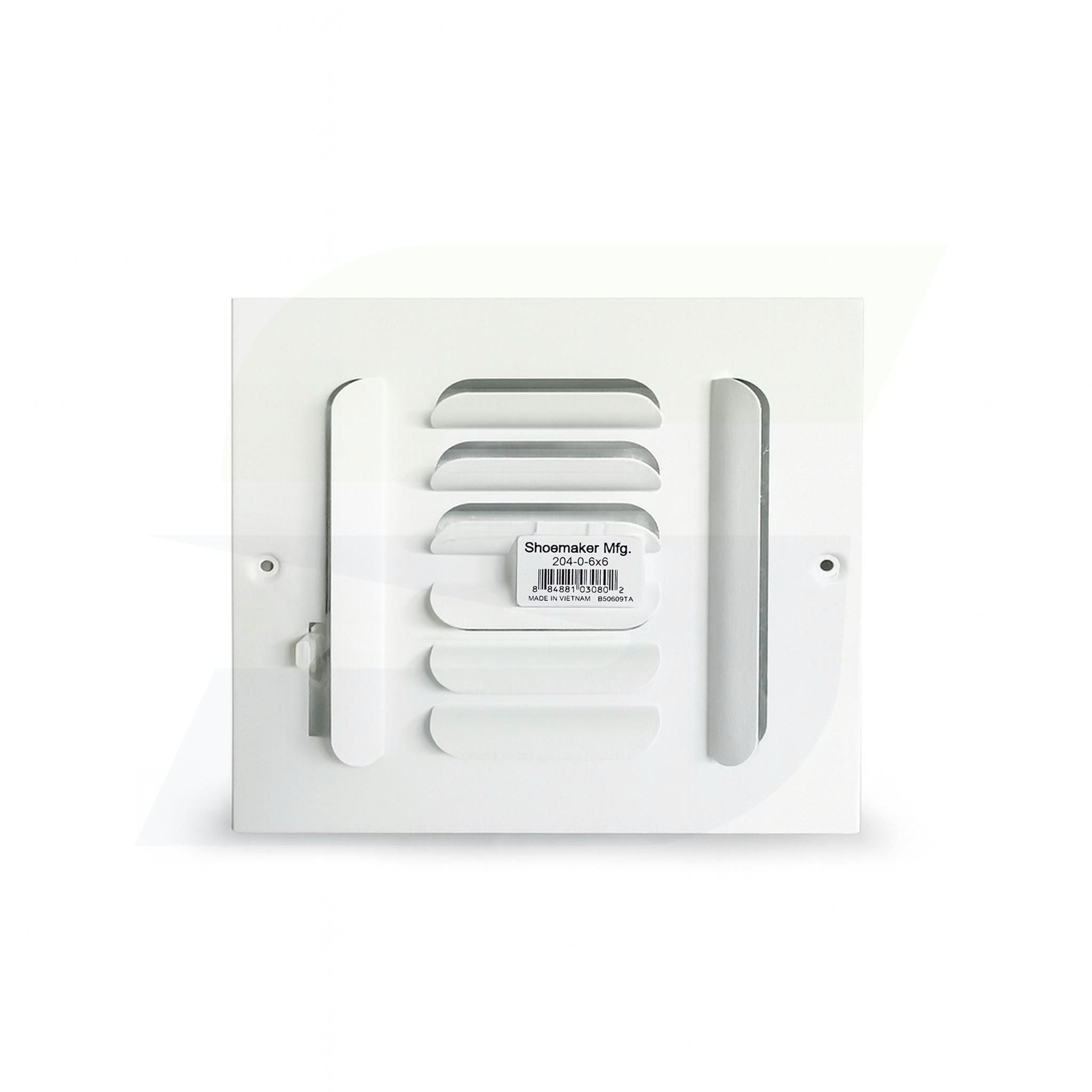 200 Series - 6" x 6" Stamped Curved Blade 4 Way Register in White ...