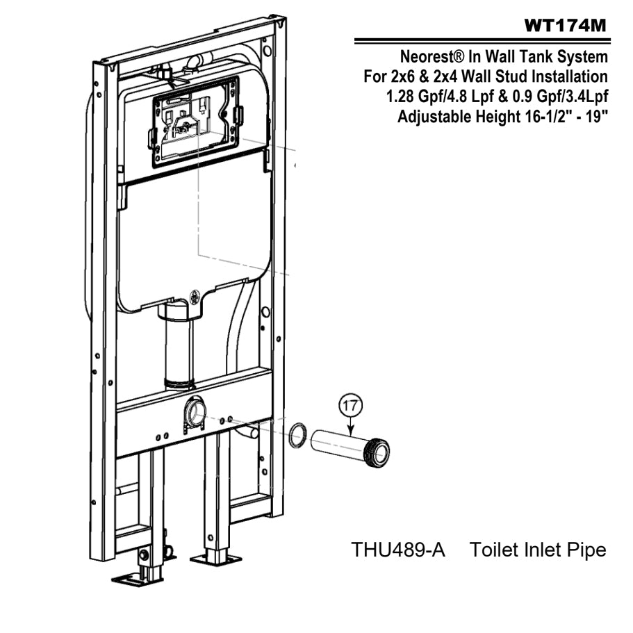 THU489-A - Toilet Inlet Pipe for Neorest In Wall Tank System WT174M ...