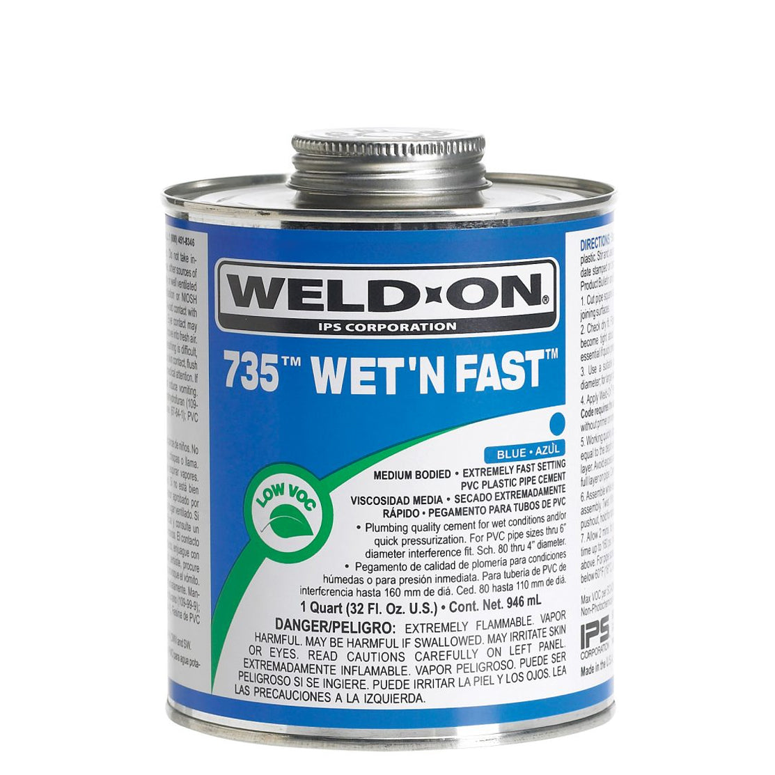 Weld-On 735 CPVC - PVC Wet N Fast Blue Medium Bodied Extremely Fast Se ...