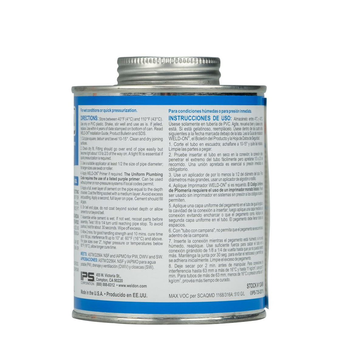 Weld-On 735 CPVC - PVC Wet N Fast Blue Medium Bodied Extremely Fast Se ...