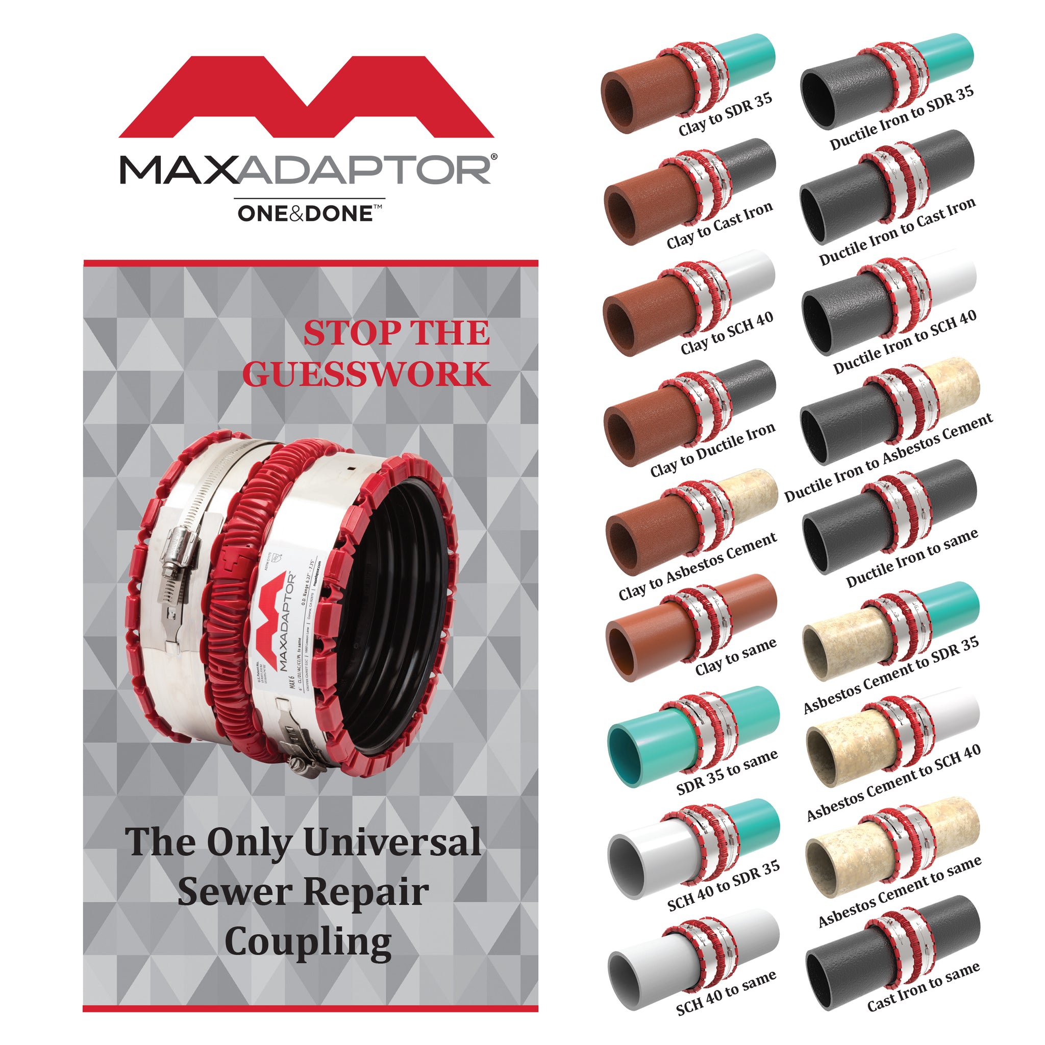 MAXADAPTOR The Universal Shielded Sewage Coupling – SupplyStop.com